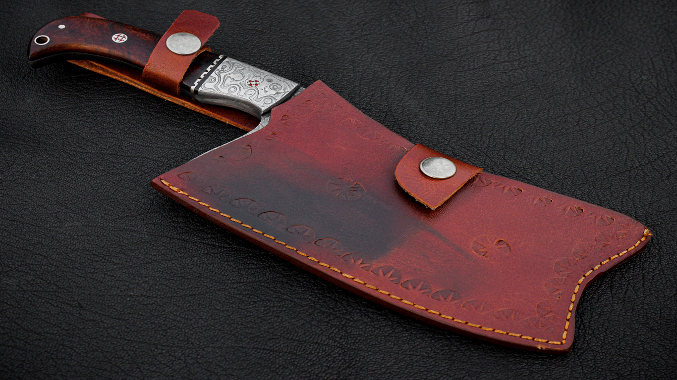 Damascus Meat Cleaver Knife | Custom Forged Steel Cleaver