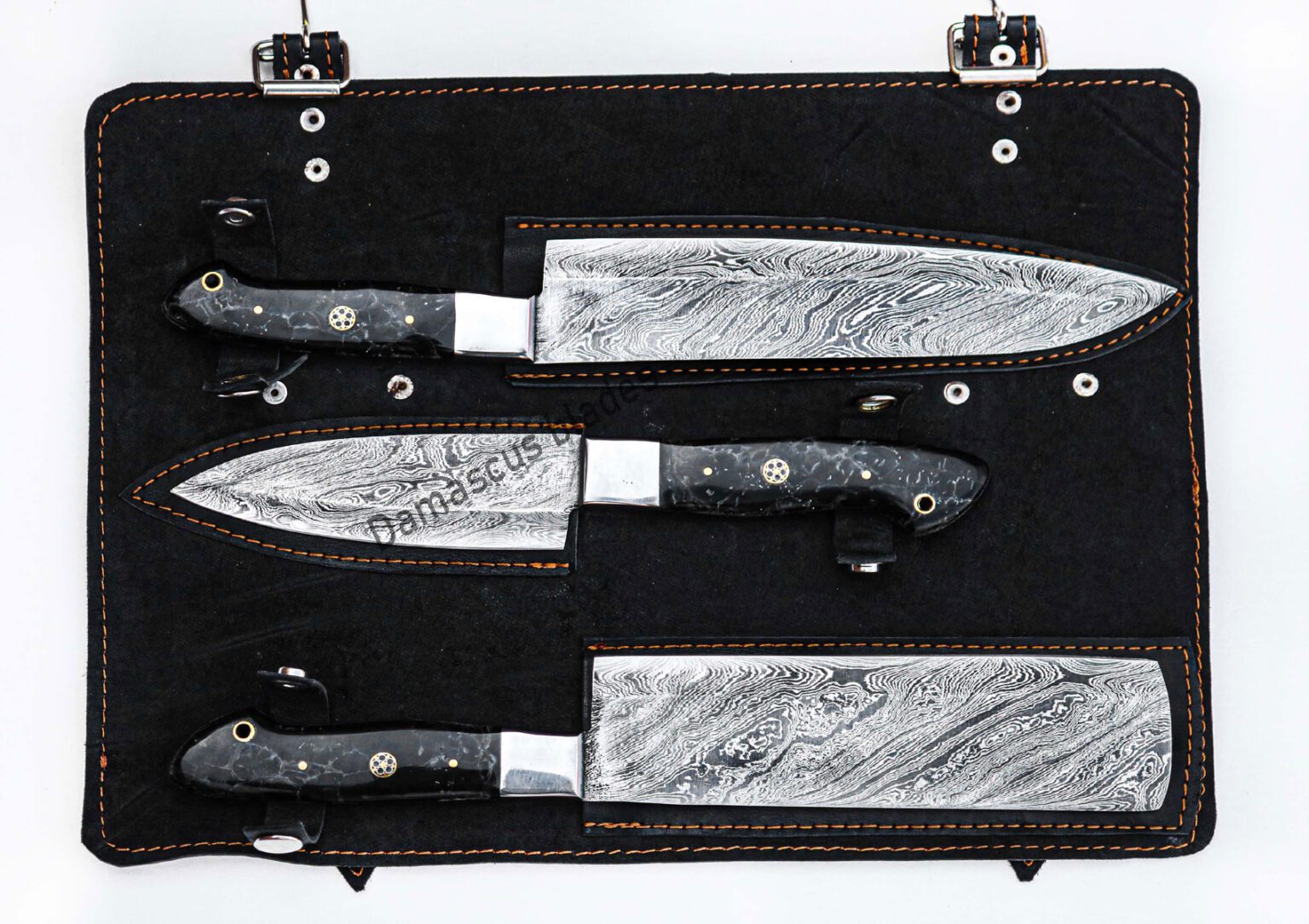 Custom made chef knife set with leather roll bag | 2025