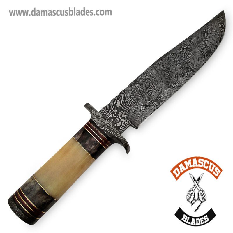 Twisted Damascus Bowie Knife with Sheath | Hunting Blade 2024