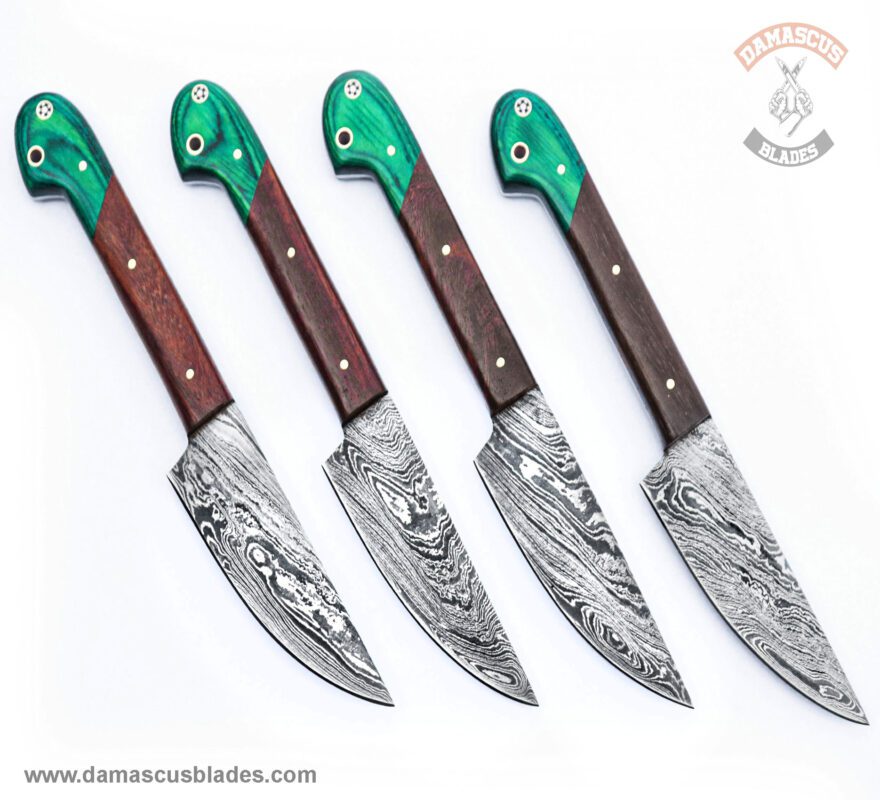 Forged Steak Knife Set | Damascus Steel Steak Knives Set Of 4