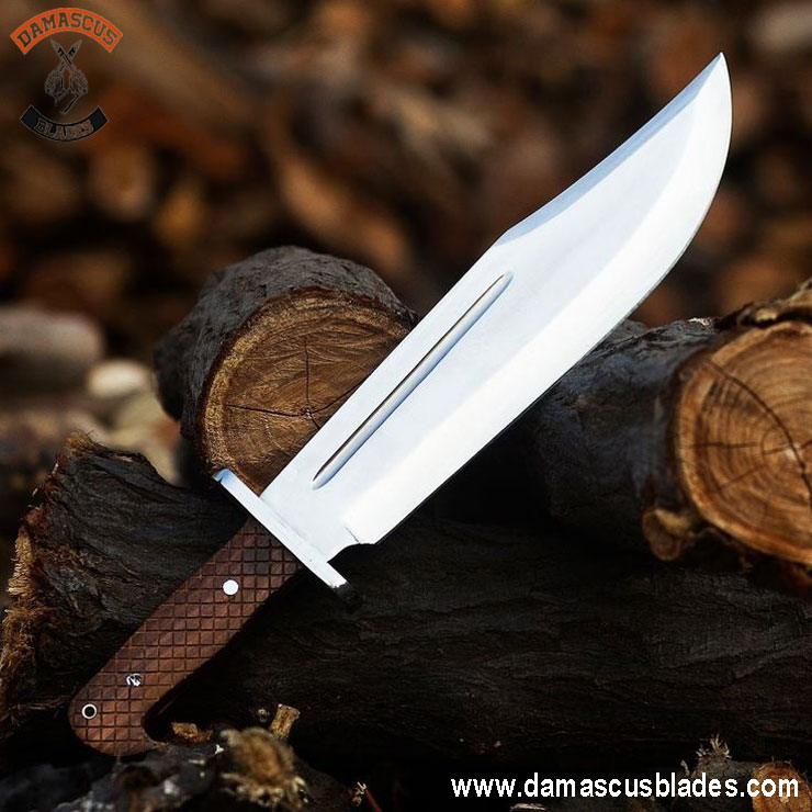 Handmade Fixed Blade Bowie Knife with Sheath | Damascus Blades