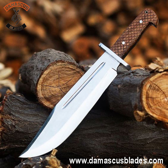 Handmade Fixed Blade Bowie Knife with Sheath Damascus Blades