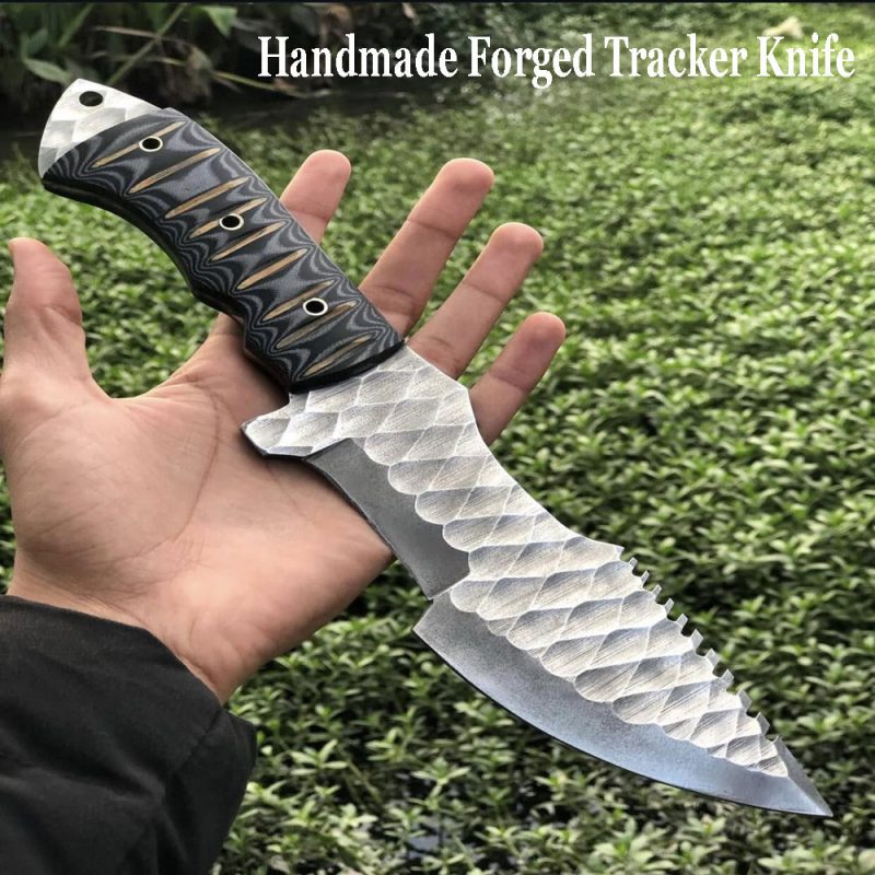 Handmade Forged Tracker Knife | Blade for Hunting & Camping