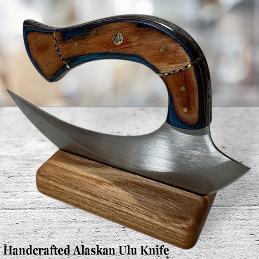 Handcrafted Alaskan Ulu Knife with Coffeenut Wood Stand